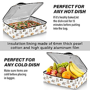 Kcldeci Insulated Thermal Food Carrier Insulated Casserole Carrier for Hot or Cold Food,Cute French Bulldog Insulated Tote Bag for Potluck Cookouts Parties Picnic,Lasagna Lugger