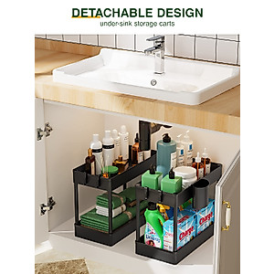 LEHOM Slim Rolling Storage Cart - 4 Tiers Bathroom Organizer Utility Cart Slide Out Storage Shelves Mobile Shelving Unit for Kitchen, Bedroom, Office, Laundry Room, Small Narrow Spaces Black