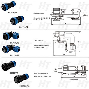 HangTon HE29 16 Pin Plastic Waterproof Connector Male Female Right-Angle Wire Cable Plug + Panel Socket Threaded Outdoor Industrial Electrical Power Circular