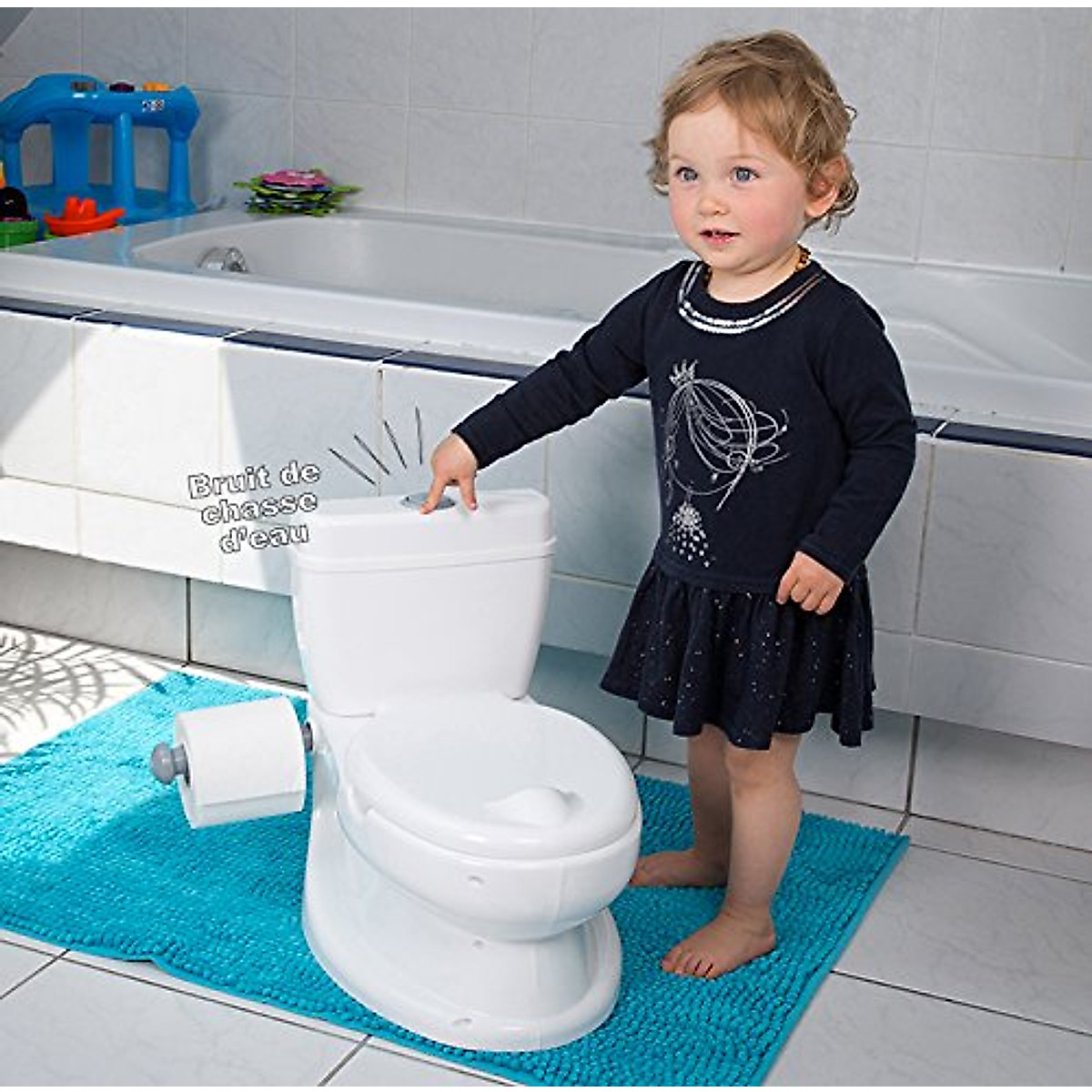 Toylet Potty Training Toilet Seat | Toddler Potty Training with Comfy Seat Cover, Tank Storage & Paper Roll Holder | Easy to Empty and Clean | Soft & Comfortable Potty Trainer for Boys & Girls (White)