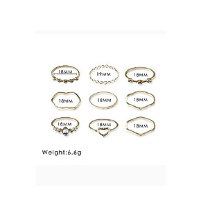 Sither 9 Pcs Women Rings Set Knuckle Rings Gold Bohemian Rings Vintage Gem Crystal Rings Joint Knot Ring Sets for Party Daily Fesvital Jewelry Gift