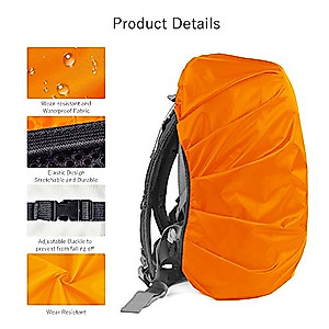 LAMA 2 Pack Waterproof Rain Cover for Backpack, Reflective Rucksack Rain Cover for Anti-dust/Anti-Theft/Bicycling/Hiking/Camping/Traveling/Outdoor Activities (1 Pcs Black + 1 Pcs Orange, M)