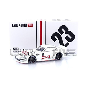 True Scale Miniatures Model Car Compatible with Nissan Fairlady Z Datsun MOTUL V3 White Limited Edition 1/64 Diecast Model Car Kaido House KHMG064