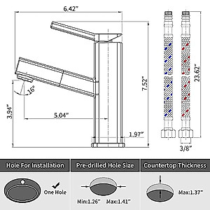 KAIYING Bathroom Sink Faucet with Pull Out Sprayer, Single Handle Basin Mixer Tap for Hot and Cold Water, Lavatory Pull Down Vessel Sink Faucet with Rotating Spout (Regular, Chrome)