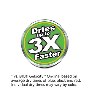 BIC® Gel-ocity Quick Dry Retractable Gel Pens, Medium Point, 0.7 mm, Black/Blue/Red Barrels, Black/Blue/Red Inks, Pack O