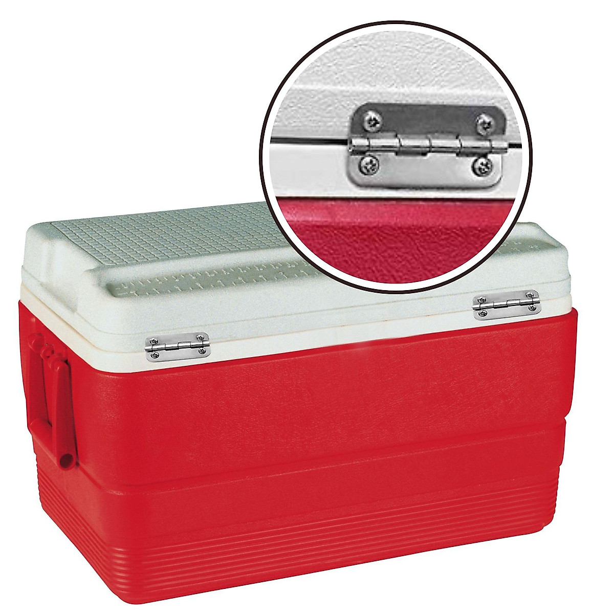 Cornucopia Brands Stainless Steel Replacement Cooler Hinges Compatible w/Igloo Style Ice Chests (Pack of 2 Hinges, 8 Screws)