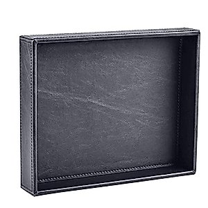 Decor Trends Leather Valet Tray for Men Decorative Catchall Tray Vanity Dresser Tray Nightstand Organizer Dump Tray for Keys Watches Phone Glasses,Black Leather