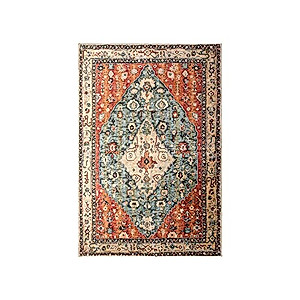 Lahome Boho Tribal Area Rug - 2x3 Persian Distressed Small Entryway Rug Doormat Bohemian Faux Wool Non-Slip Washable Low-Pile Floor Carpet for Indoor Front Entrance Kitchen Bathroom
