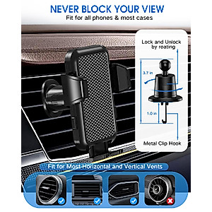 EOCAHO Car Phone Holder Mount, Upgraded Super Strong Suction Power Phone Mount for Car Dashboard Windshield Air Vent, Universal Cell Phone Holder Car Compatible with iPhone Samsung All Phones