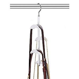 Purse Hanger for Closet - Rotating Handbag Hanging Hook Bag Storage Space Saver with 4 Hooks, Hanging Organizer for Scarf Handbag Belt, 2 PCS