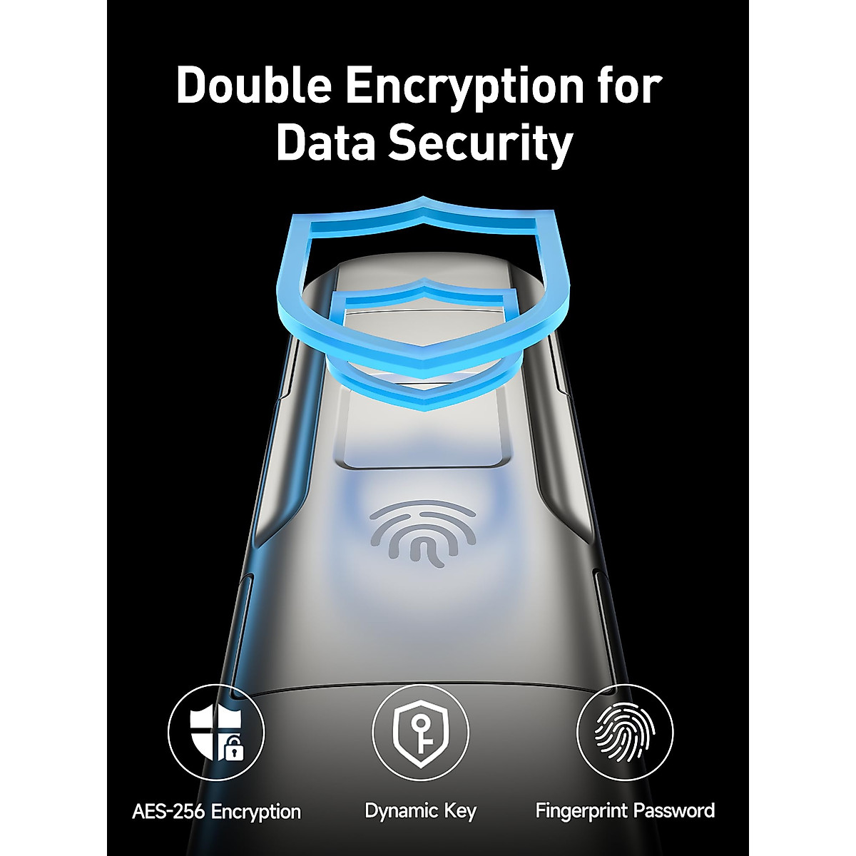 MOVE SPEED 1TB USB3.2 Solid State USB Flash Drive 520MB/s AES256 & Fingerprint Encryption Type C USB Gen 2 Thumb Drive