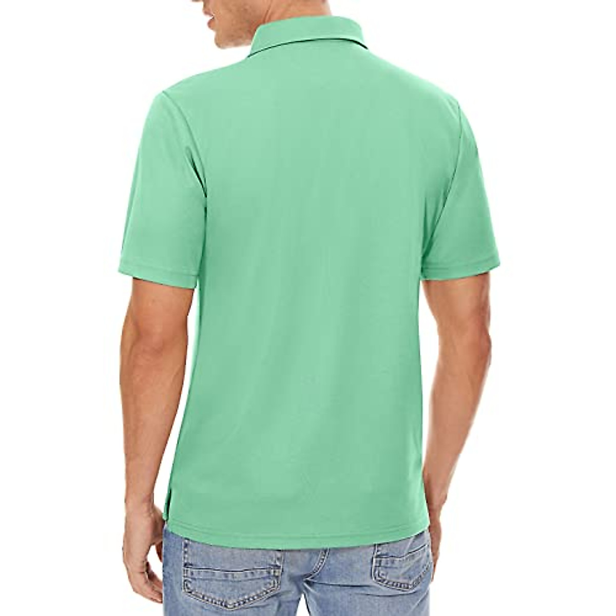 TACVASEN Men's Summer Polo Shirts Casual Lightweight Short Sleeve Collared T-Shirt Mint Green M