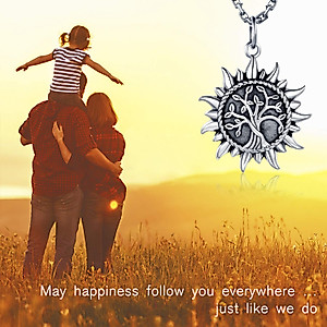 925 Sterling Silver Urn Necklace for Ashes-Sunshine Cremation Keepsake Pendant Tree of Life Ashes Necklace Jewelry Cremation Memorial Gifts for Men Women