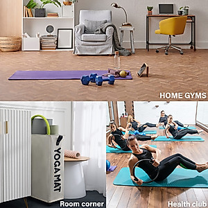 Twira Yoga Mat Storage Racks, Home Gym Storage Rack for Foam Roller, Yoga Strap and Resistance Bands, Workout Equipment Corner Yoga Mat Holder with Wheels（White）