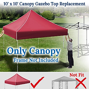 Ez pop Up Instant Canopy 10'X10' Replacement Top Gazebo EZ Canopy Cover Patio Pavilion Sunshade Polyester-Burgundy