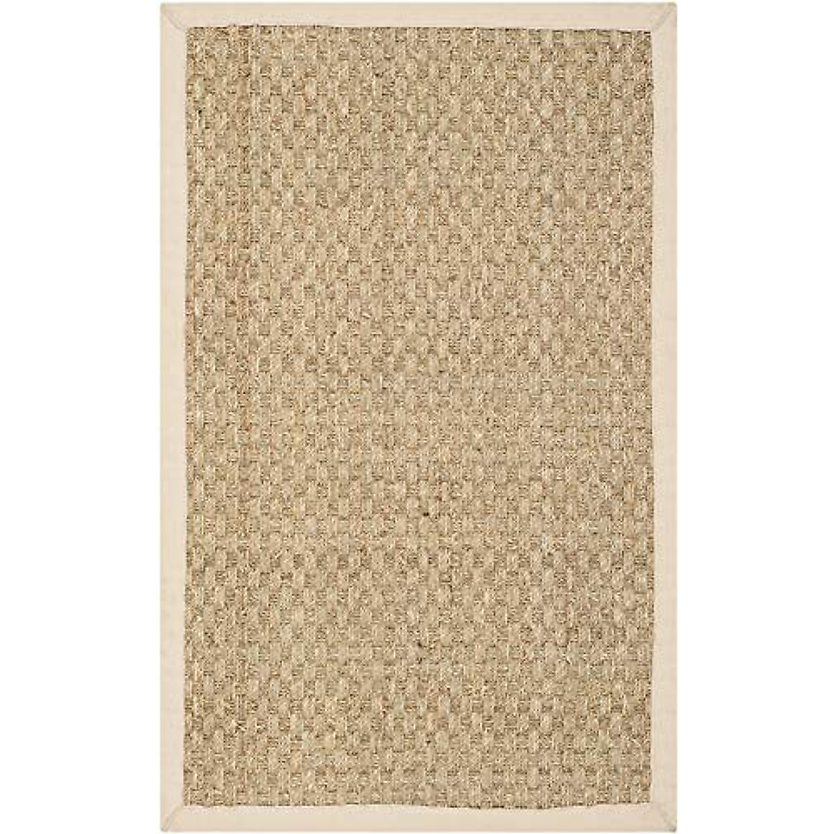 SAFAVIEH Natural Fiber Collection Accent Rug - 2'6" x 4', Natural & Beige, Border Basketweave Seagrass Design, Easy Care, Ideal for High Traffic Areas in Entryway, Living Room, Bedroom (NF114A)