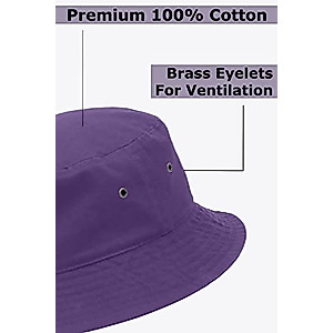 Utmost Bucket Hat 100% Cotton & Denim Lightweight Packable Outdoor Summer Beach Fishing Sun Hat(L/XL, 1pc Purple)
