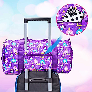 Gym Bag for Girls, Kids Duffle Bag for Travel, Girl Dance Duffel Bags with Shoe Compartment Weekender Overnight Bag, Mermaid