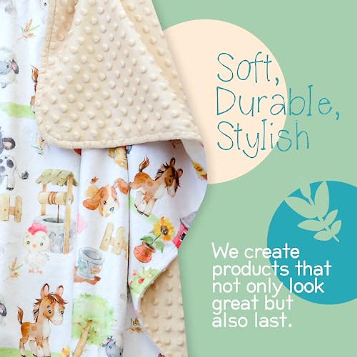 Honey Lemonade - Premium Soft Plush Lightweight Minky Dot Toddler Baby Blanket for Newborn 30"x40" - Soft Baby Blanket for Boys and Girls - (Farm Animals Beige) Unisex