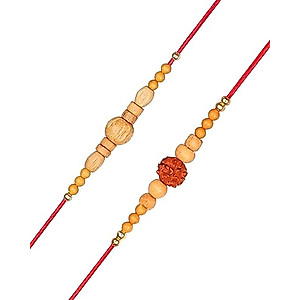 CHERKRAFT Rakhi for Brother Thread for Men/Boy Raksha Bandhan Rudraksha Rakhi Set of 2 (Design 4)