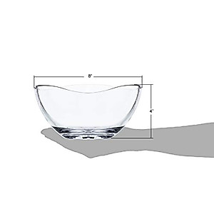 Red Co. Medium 2 Quart Clear Glass Wavy Serving & Mixing Bowl for Salad, Pasta, Desserts, Snacks