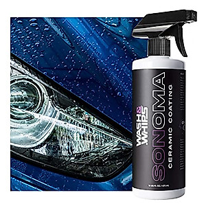 WASH&WHIPS Sonoma Ceramic Coating Spray 9H - Easy to Apply, No Cure Time - Protect from Sun Rays Chemical Stains, Hydrophobic with a Glossy Shine & Finish - Cars, Rv’s, Motorcycles & Boats - 16 fl oz