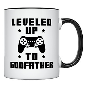 YouNique Designs Will You Be My Godfather Coffee Mug - Portable Coffee Mugs 11 Oz, Godfather Proposal Gifts for Godfather From Godson Goddaughter Godchild, Baptism Gifts For Godfather (Black Handle)