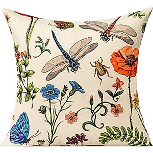 All Smiles Outdoor Patio Throw Pillow Covers Summer Spring Garden Flowers Farmhouse Décor Outside Furniture Swing Seat Bench Chair Decorative Cushion Cases 18x18 Set of 4 for Deep Seat Bed Couch Sofa