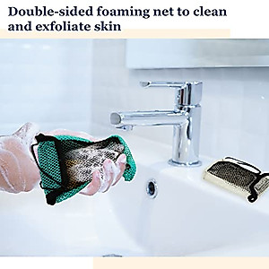 4 Pcs Bar Soap Pouch Soap Savers Exfoliating Net Soap Coarse Mesh Soap Bag Loofah Body Scrubber Hanging Rope Bags Exfoliator for Bath Shower for a Deeper Scrub and Lather