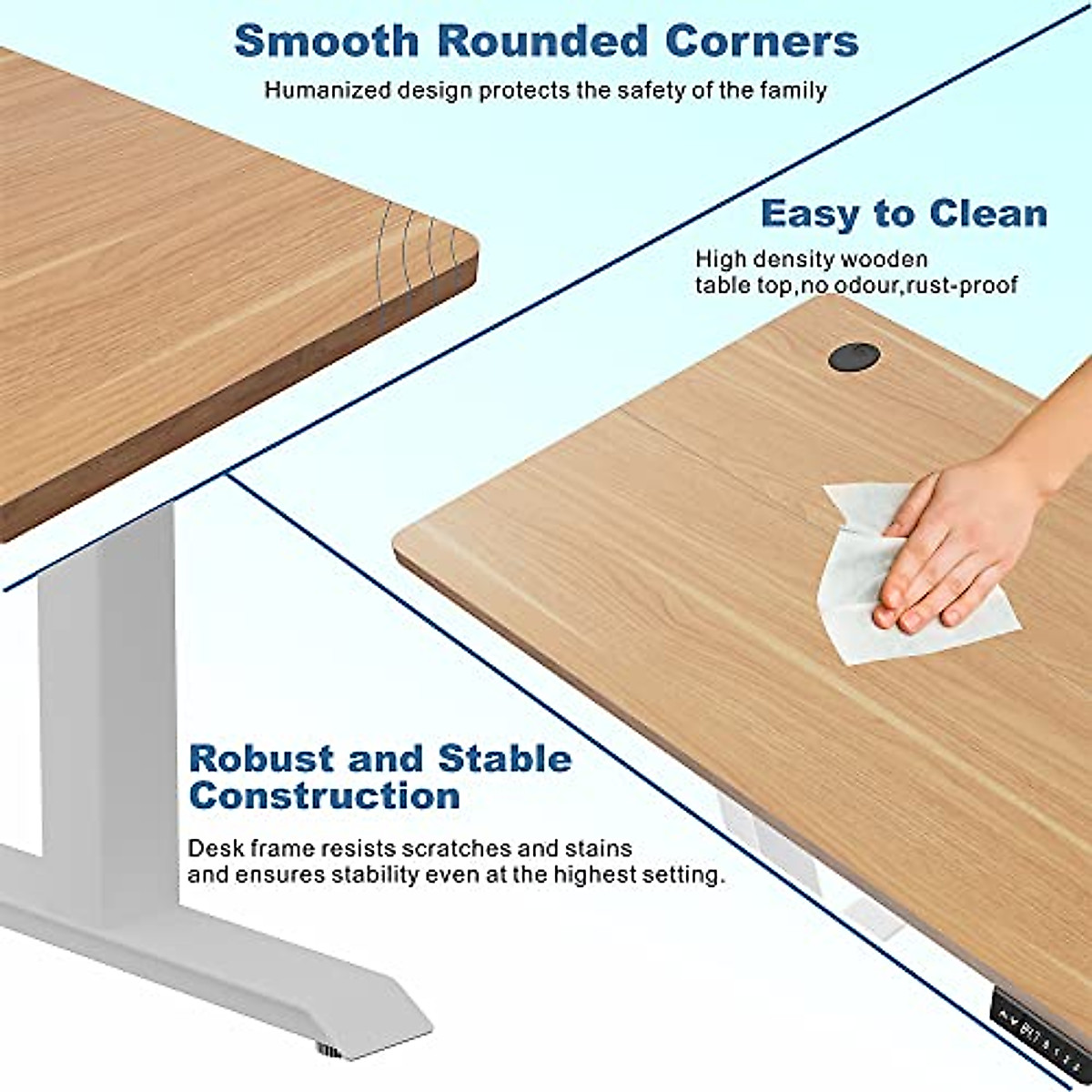 Walsunny Electric Height Adjustable Standing Desk, 63 x 24 Inches Splice Board, Sit Stand Up Computer Table with Memory Preset Controller for Home, Office,White Frame/Walnut Top