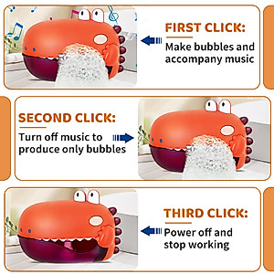 LZZAPJ Bath Toys for Toddlers 1-3，Dinosaur Bath Bubble Maker，Infant Shower Bath Toys for Kids 2-3-4 Years Old，Babies Bathtub Toys Gift for Boys Girls (Orange)