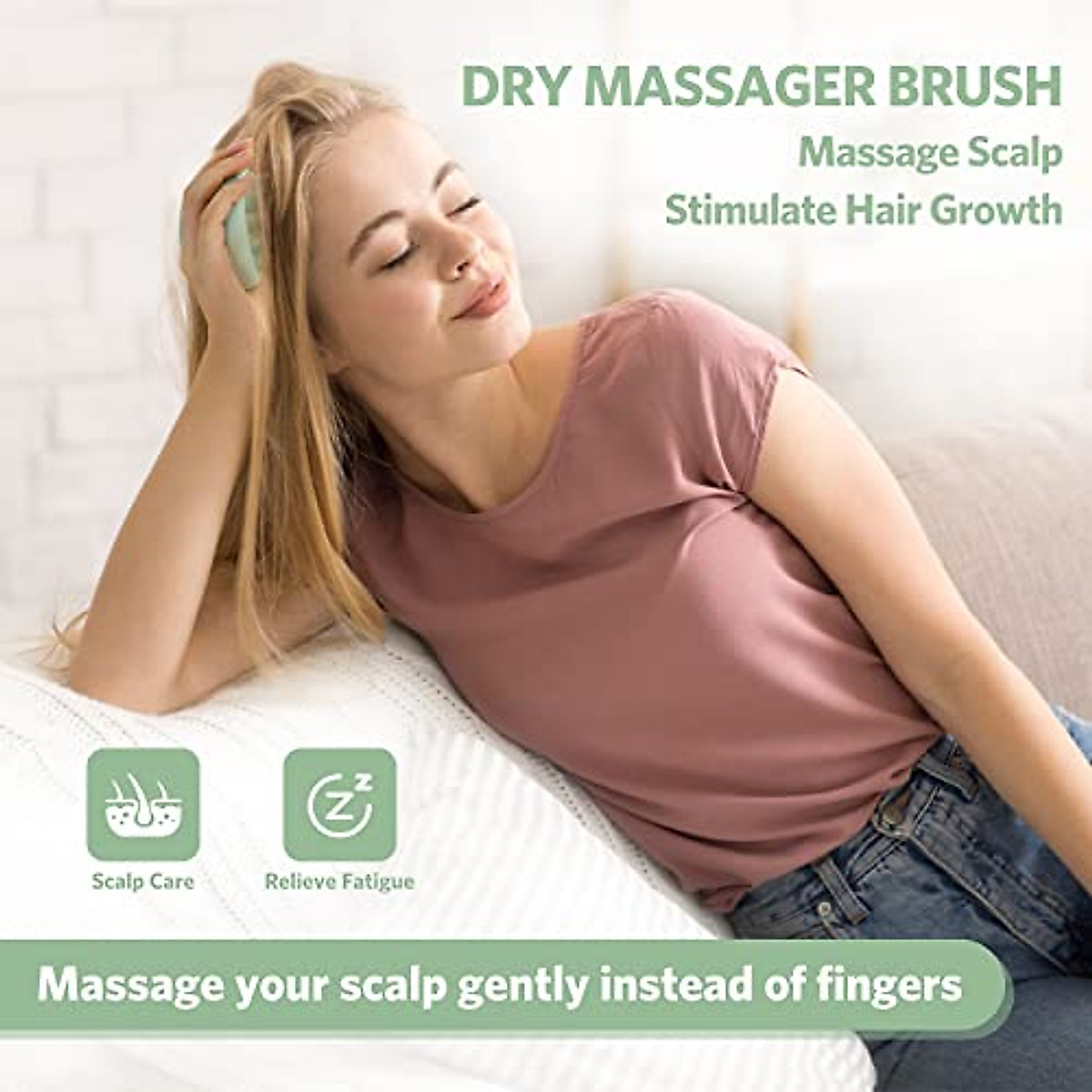 Sndyi Silicone Scalp Massager Shampoo Brush, Hair Scrubber with Soft Silicone Bristles, Scalp Scrubber/Exfoliator for Dandruff Removal, Wet Dry Scalp Brush for Hair Growth & Scalp Care, Fir Green