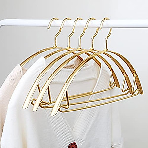 5PCS Clothes Hangers, No Shoulder Bumps Suit Hangers, No Mark Non-Slip Aluminum Alloy T-Shirt Hanger, Space Saving Rounded Hangers for Coat, Sweater, Jackets, Pants (2.0 cm, Gold)