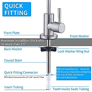 Jeonestan Drinking Water Faucet,Water Purifier Faucet,Lead-Free Filtered Faucet Fits Reverse Osmosis Units or Water Filtration System in Non-Air Gap, Kitchen RO Faucet (Brushed)