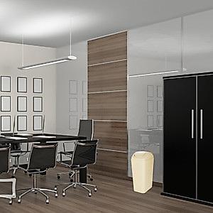 CBTONE 12 Liter / 3 Gallon Plastic Trash Can with Lid, Small Garbage Can Waste Can for Office, Bathroom, Bedroom - Cream-Coloured