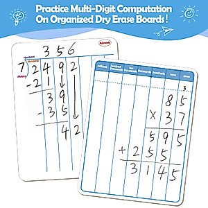 Dry Erase Long Division White Board,9 x 12 Multi-Digit Computation Double-Sided Dry Erase Board,Math Manipulatives White Board for Students,Classroom and Home,Small White Board Dry Erase (Division)