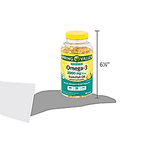 Spring Valley Omega-3 from Fish Oil 2000 mg, Eye, Brain, Heart Health, Lemon, 180 Softgels (Pack of 2)