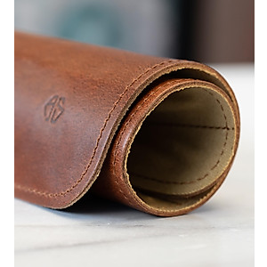 Angus Stoke Knife Bag made of genuine buffalo Leather & Canvas - Chef's Knife Roll Case for Cooking, Camping & BBQ - Knives storage bag Nate (brown)