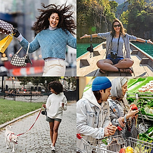 Black Keychain Set for Girls with Personal Alarm,Pom Pom and Lip Balm Lanyard Wirstlet