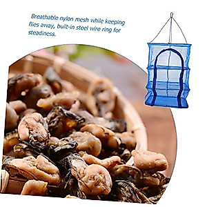 CHILDWEET Foldable Fish Cage Foldable Basket Outdoor Plants Blue Sweater Vegetable Dryer Hanging Mesh Food Dryer Rack Mesh Drying Rack Nylon Multi-Layer Net Nylon Fruit Blue Hanging Cage