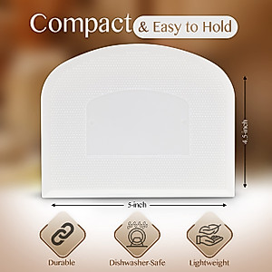 Plastic Bench Scraper for Baking - The Perfect Bowl Scraper, Dish Scraper, Bread Cutter, Dough Cutter, and Dough Scraper - Good Grip Pan Scraper for Kitchen Baking Tools 2 Piece, White - By RamPro