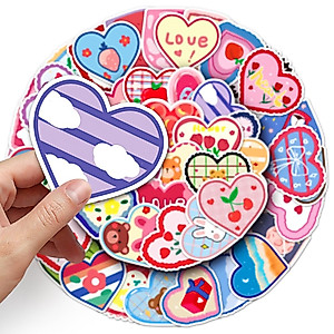 Various Heart Stickers for Kids Teens Girls Boys |50 Pcs| Exquisite Waterproof Stickers for Laptop Phone Tablet Luggage Water Bottle Flasks Cup Bike,Trendy Cartoon Vinyl Decals Pack(50Pcs-Heart)