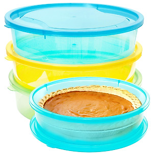 Youngever 3 Pack Pie Containers, Multi-Color Plastic Food Storage Containers, Fresh Pie Keeper, 11 inch Diameter
