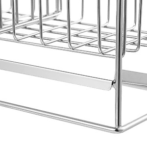 Mukkuri Kitchen Sink Sponge Holder,Kitchen Sink Organizer with Auto Drain Pan,Stainless Steel 304 Dish Sponge Holder for Kitchen with Dish Towel Bar (Silver-Manual Tray)