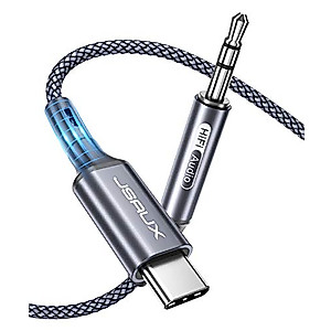 JSAUX USB C to 3.5mm Audio Aux Cable 3.3ft, USB Type C to 3.5mm Headphone Stereo Car Cord Compatible with Samsung Galaxy S22/S21/S20 Ultra, Note 20/10 Plus, iPad Pro, Pixel 5 4 3 2 XL and More-Grey