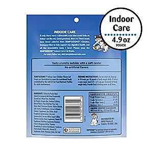 TEMPTATIONS Indoor Care Crunchy and Soft Cat Treats, Chicken Flavor, 4.9 oz. Pouch (Pack of 10)
