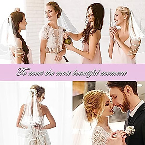 Amaxiu Short Wedding Bridal Veil with Comb, 2 Tier Tulle Bride Veil Elbow Length Wedding Veil Ribbon Edge 60-80cm/23-31in