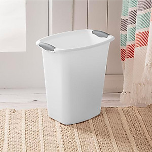 Sterilite 10358006 3 Gallon/11.4 Liter Wastebasket, White with Titanium Inserts, 6-Pack