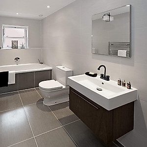 Bathroom Faucets 4 Inch Centerset Bathroom Faucet 2 Handle Faucet for Bathroom Sink with 2 and 3 Hole, Lead-Free Faucets for Bathroom Sink Vanity Rv Sink Faucet, Matte Black