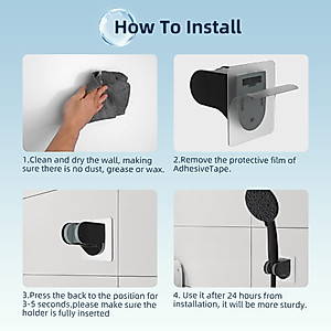 Hibbent 2 Pack Shower Head Holder, Strong Adhesive and Waterproof Handheld Shower Holder, Shower Head Bracket, Height Adjustable Shower Wand Holder, Wall Mount, No Drilling, Matte Black